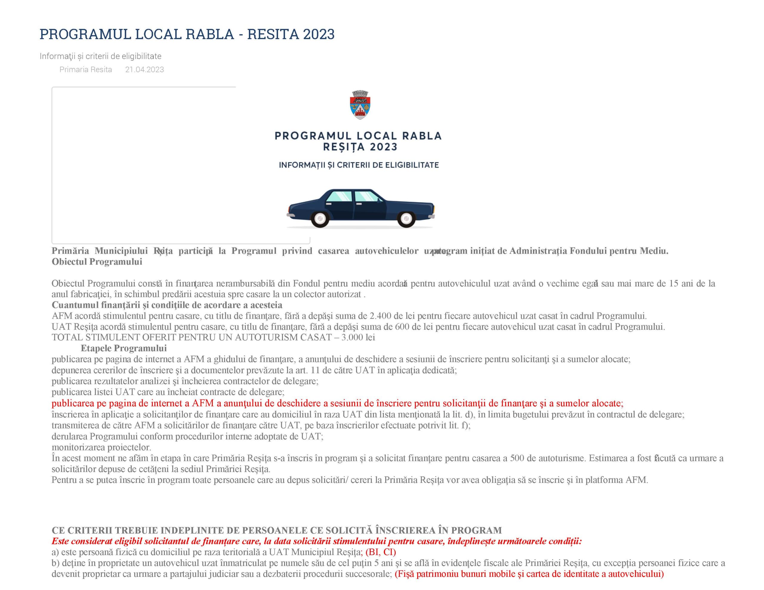 Program Rabla 2023 – Reșița – Banat FM | sound factory